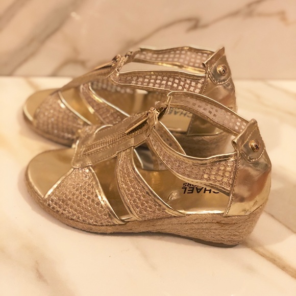 Michael Kors | Shoes | Girls Gold Michael Kors Wedge Sandals | Poshmark